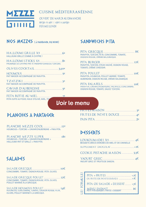 L'Idéal | Les menus de nos trois corners